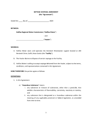 Fillable Online septage disposal agreement Fax Email Print - pdfFiller