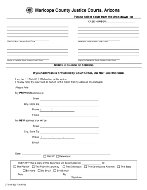 Fillable Online justicecourts maricopa motion and affidavit for change ...