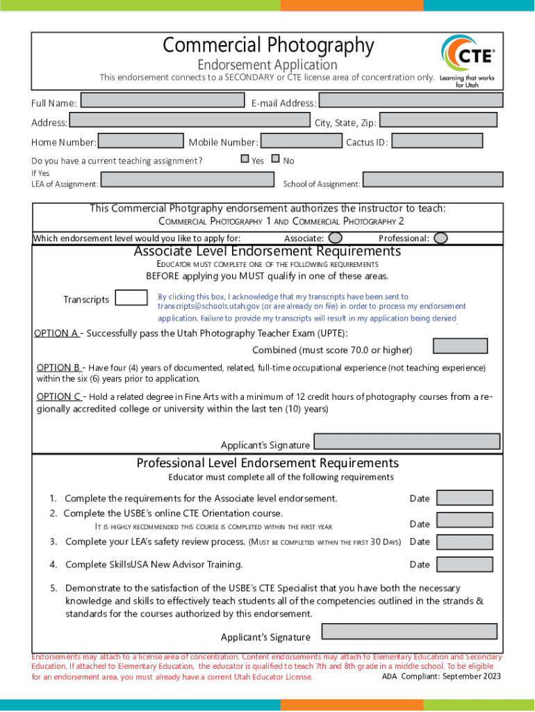 Fillable Online CTE License/Add Endorsement Form Fax Email Print ...