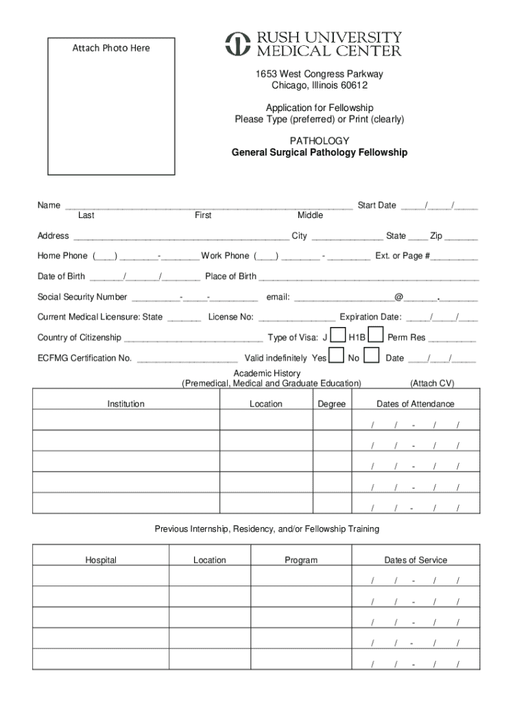Fillable Online Selective (Surgical) Pathology Fellowship - RUSH University Fax Email Print ...