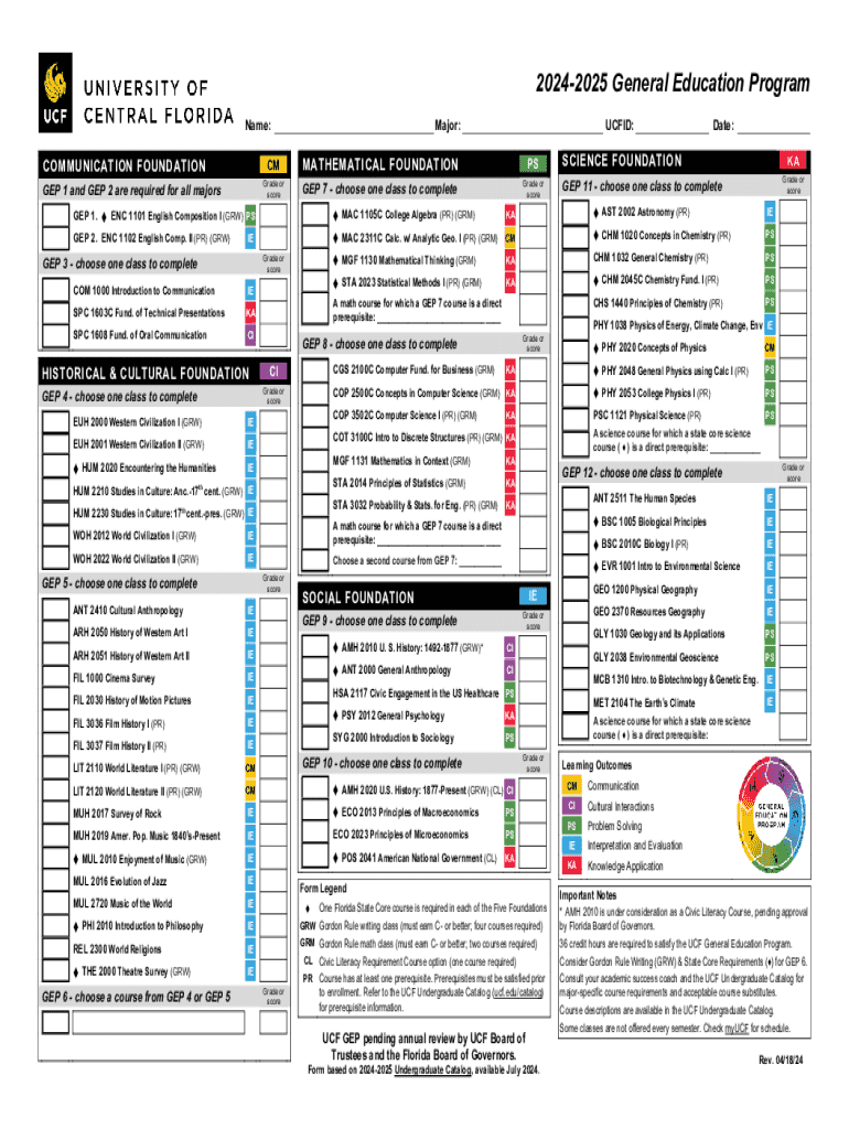 Fillable Online undergrad ucf GE Worksheet Fax Email Print - pdfFiller