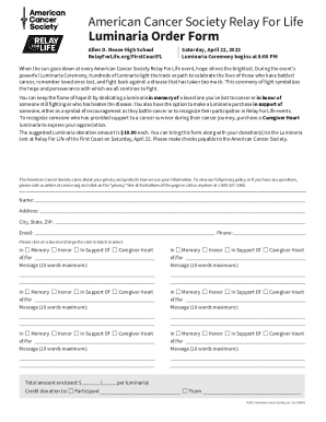 Fillable Online 2023 Luminaria Form Fax Email Print - pdfFiller