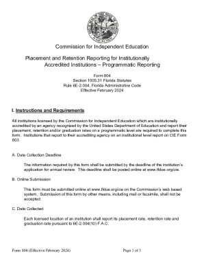 Fillable Online Ref-16361 CIE Form 804, Placement and Retention ... Fax ...
