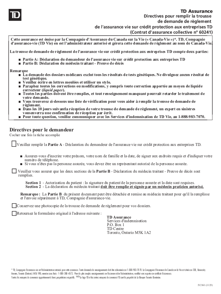 Remplissable En Ligne Directives pour remplir la trousse de demande de rglement de l'assurance ...