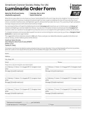 Fillable Online RFL Luminaria Donation Form Fax Email Print - pdfFiller