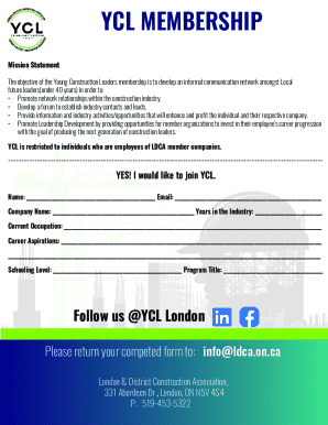 Fillable Online YCL Membership form Fax Email Print - pdfFiller