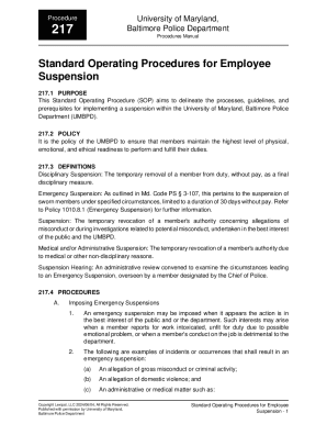 Fillable Online Standard Operating Procedures for Employee Suspension ...