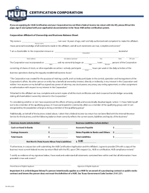 Fillable Online Form 76-165, HUB - Corporation Affidavit of Ownership ...
