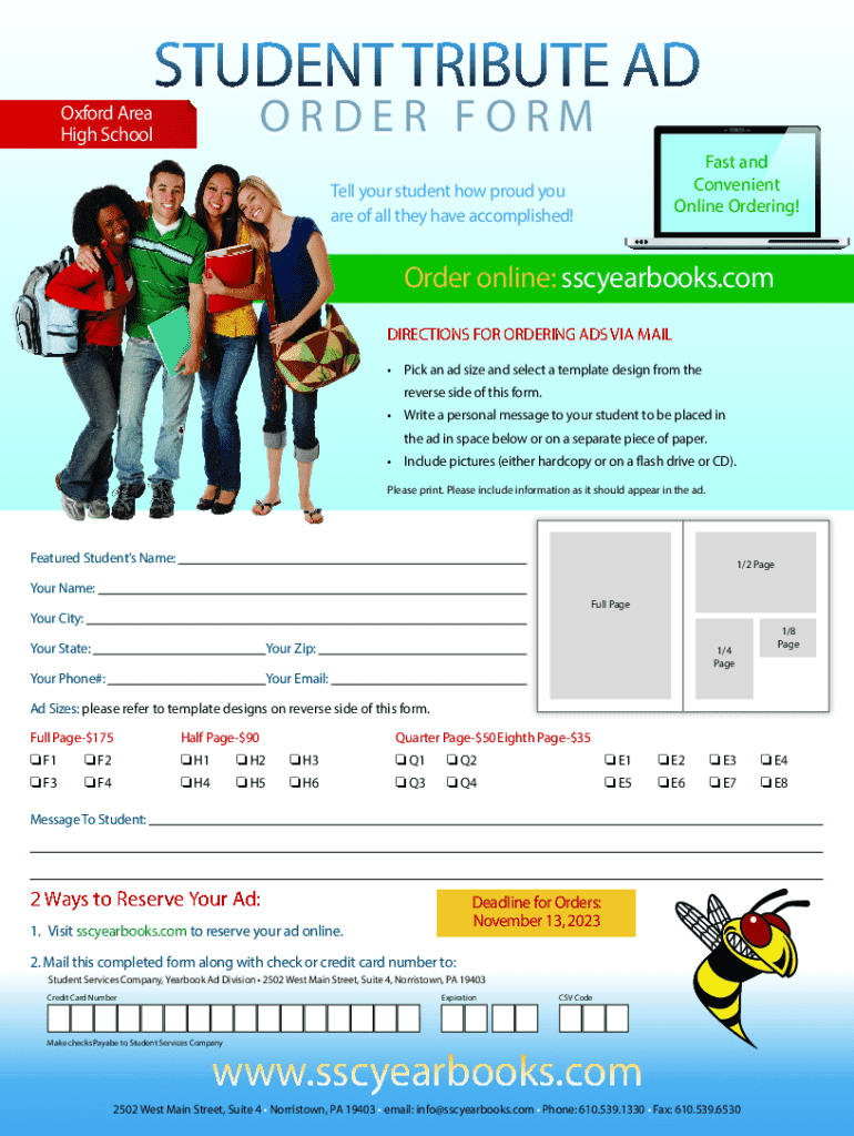 Fillable Online Yearbook order center made easy for your school Fax ...
