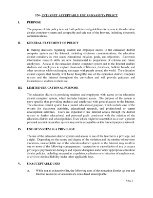 Fillable Online 524-1 524 internet acceptable use and safety policy i ...