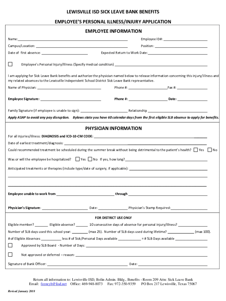 Fillable Online Sick Leave Bank / Application Procedures Fax Email ...