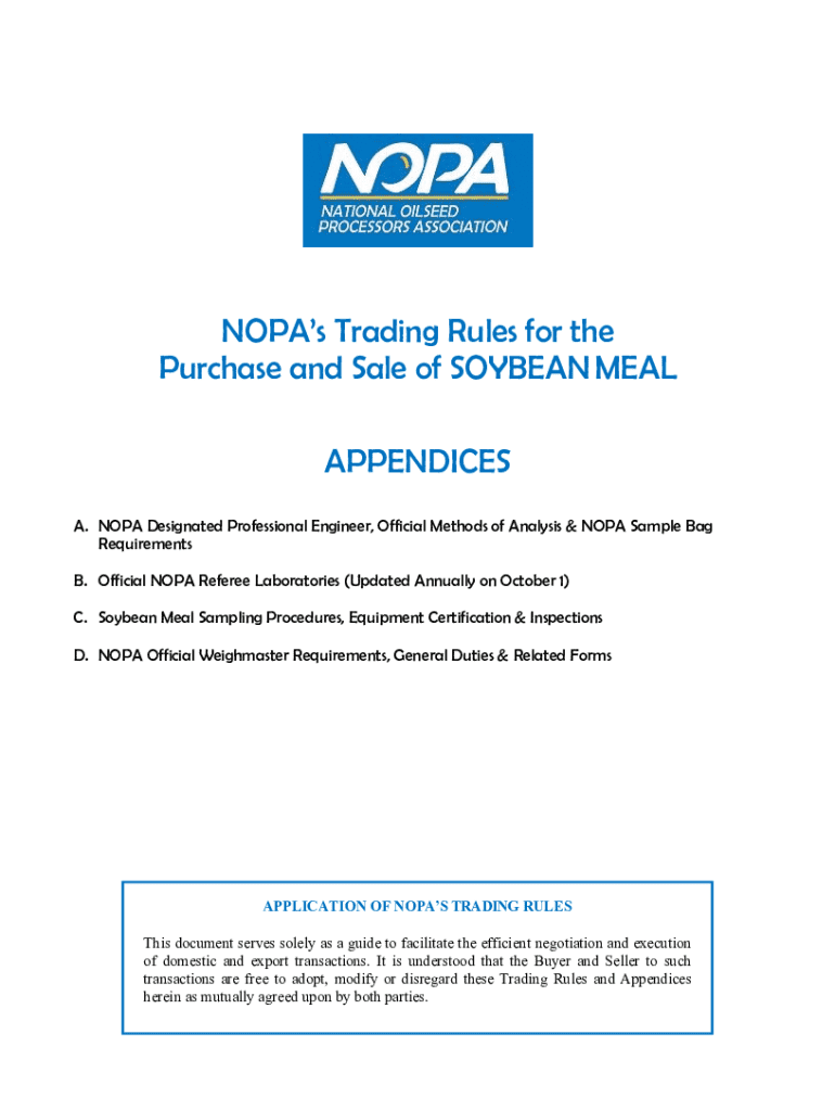 Fillable Online TRADING RULES for the Purchase and Sale of SOYBEAN ...