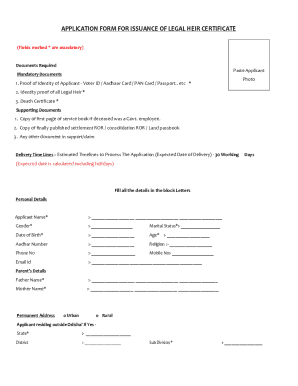 Fillable Online Application Form for Legal Heir Certificate Fax Email Print - pdfFiller