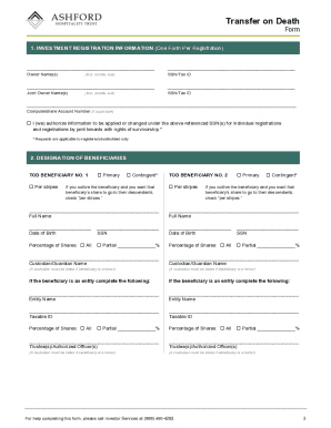 Fillable Online Application for Transfer on Death (TOD) Registration of ...