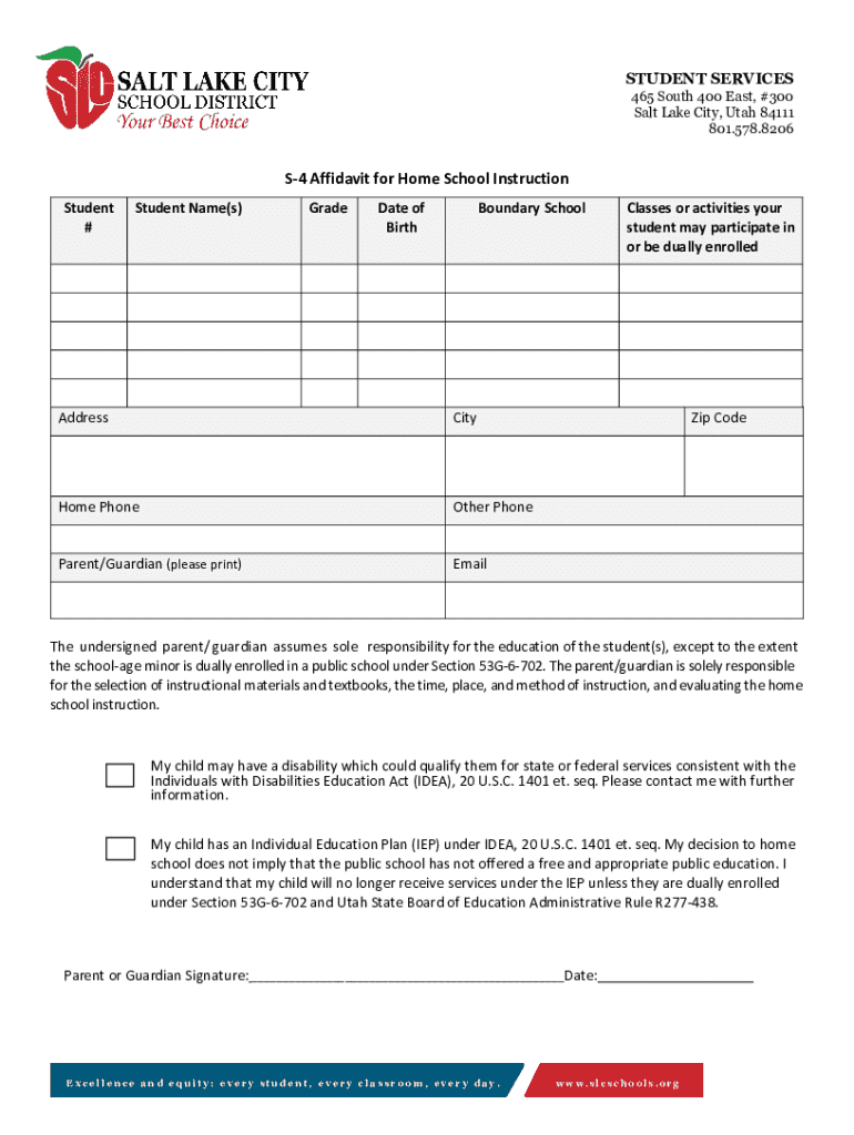Fillable Online Filing Your Affidavit - Utah Homeschool Laws Fax Email ...