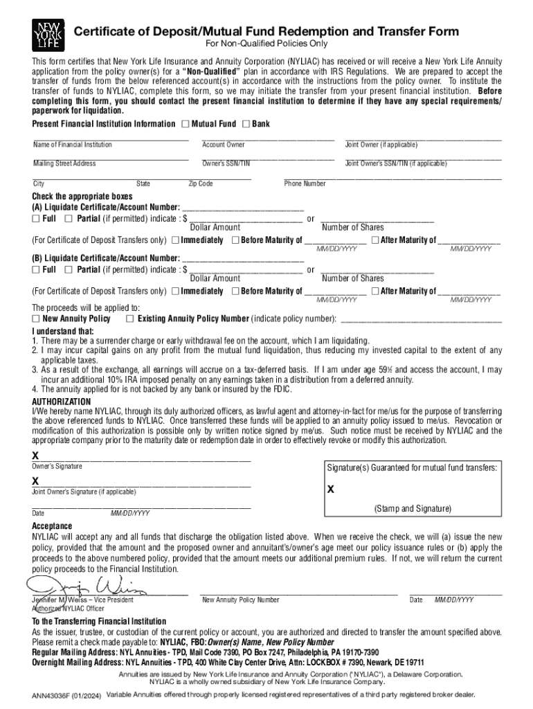 Fillable Online Certificate of Deposit/Mutual Fund Redemption and ... Fax Email Print - pdfFiller