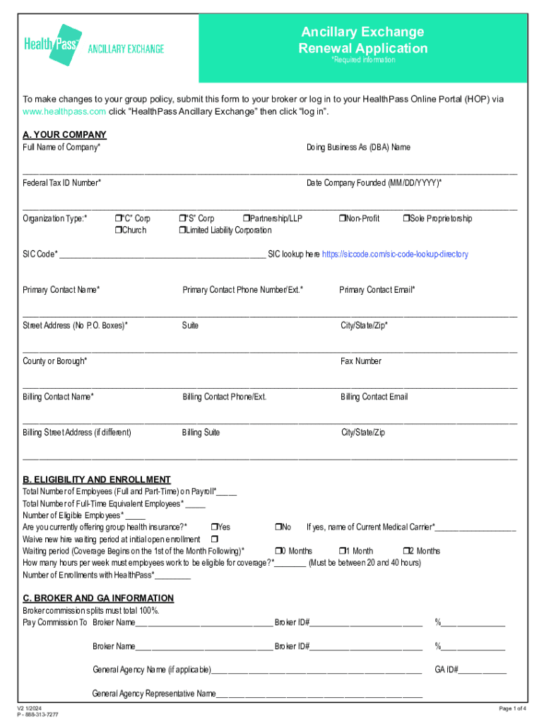 Fillable Online Ancillary Exchange Fax Email Print - pdfFiller