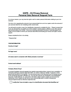 Fillable Online EU Privacy Removal Personal Data Removal Request Form ...