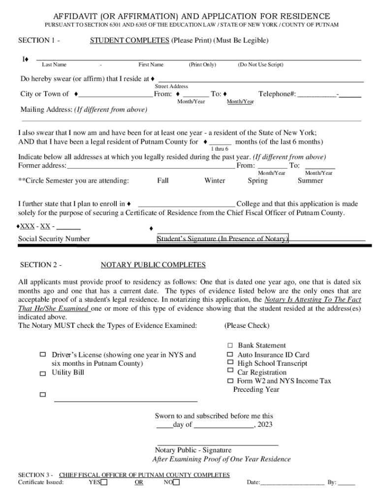 Fillable Online AFFIDAVIT (OR AFFIRMATION) AND APPLICATION FOR ...