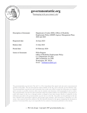 Fillable Online Department of Labor (DOL) Office of Disability ...