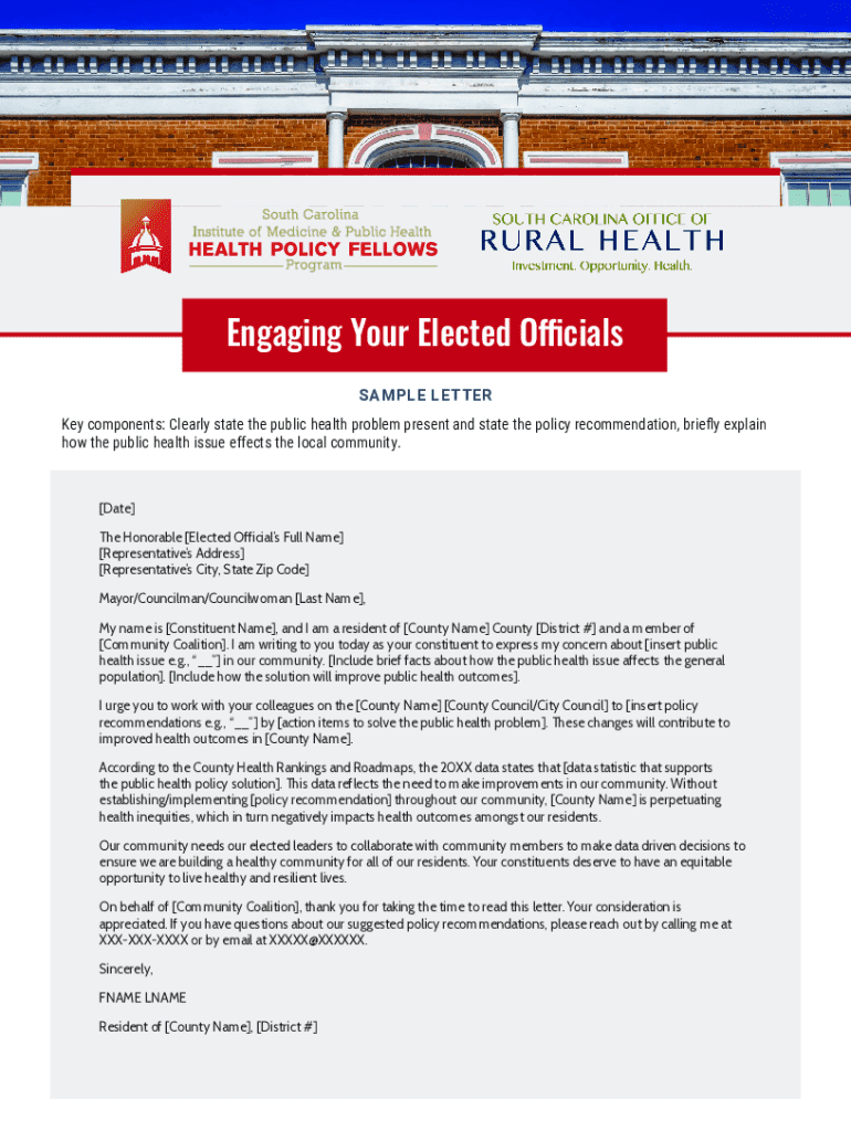 Fillable Online Engaging Your Elected Officials: Sample Letter Fax ...
