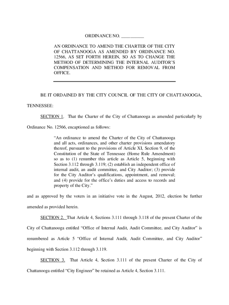 Fillable Online 12566 Amend Charter Art. XI, Sect. 9 re Internal Audit Fax Email Print - pdfFiller