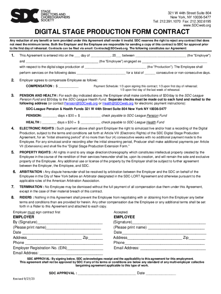 Fillable Online DIGITAL STAGE PRODUCTION FORM CONTRACT Fax Email Print - pdfFiller