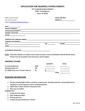 Fillable Online APPLICATION FOR GRADING/ PAVING PERMITS Fax Email Print ...