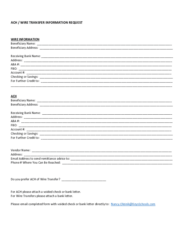 Fillable Online ACH-Wire Transfer Information Request Form.pdf Fax Email Print - pdfFiller