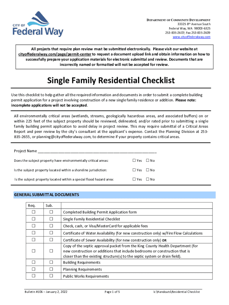 Fillable Online 106 Residential Checklist Fax Email Print - pdfFiller