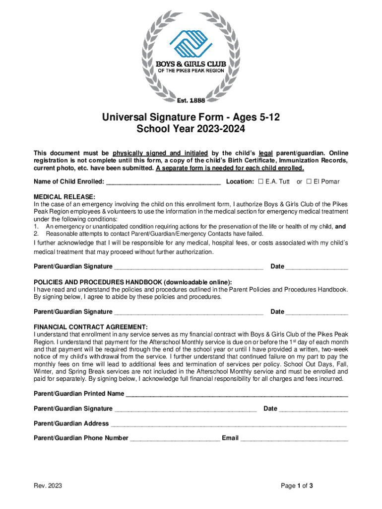 Fillable Online 2023-24 Parent / Legal Guardian Signature Form Fax ...