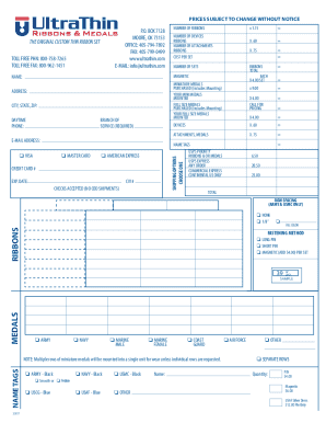 Fillable Online Ultra Thin Military Ribbons, Medals, & Nametags Order ...