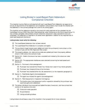 Fillable Online Listing Broker's Lead-Based Paint Addendum Compliance ...
