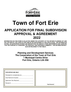 Fillable Online application for final subdivision approval & agreement Fax Email Print - pdfFiller