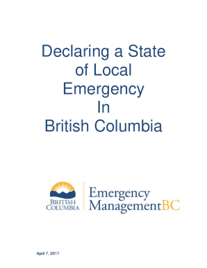Fillable Online Guide for declaring a state of local emergency - Gov.bc ...