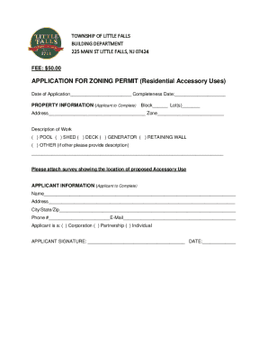 Fillable Online APPLICATION FOR ZONING PERMIT (Residential ... Fax ...