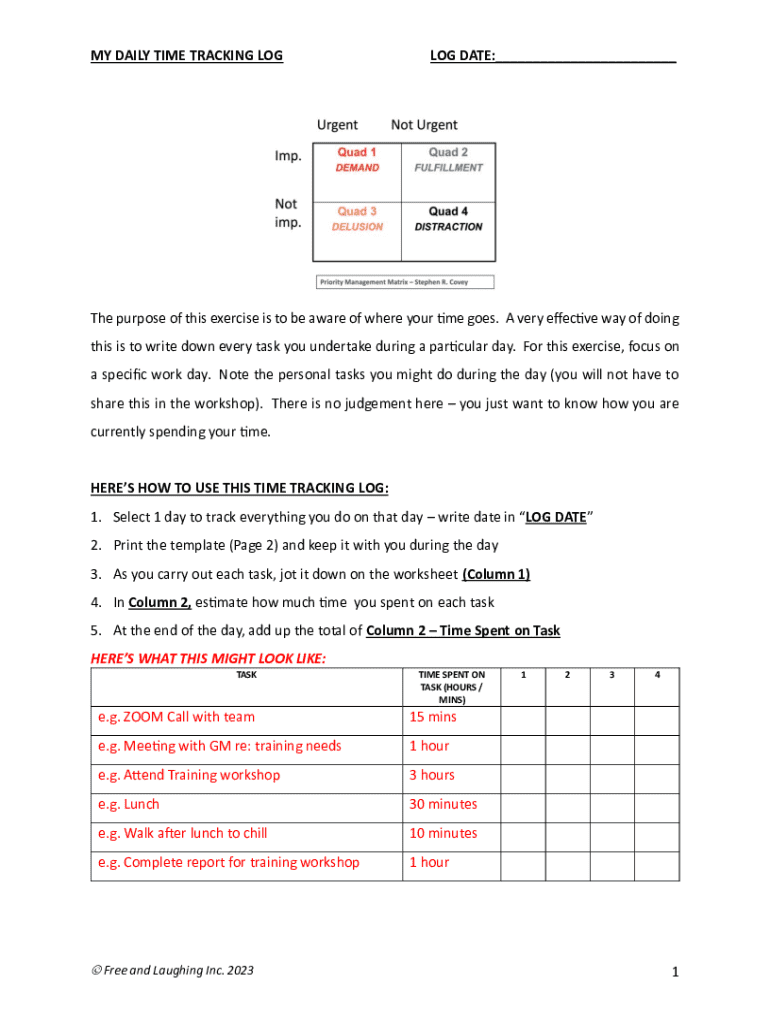 Fillable Online What is the purpose of logging work on daily time ...