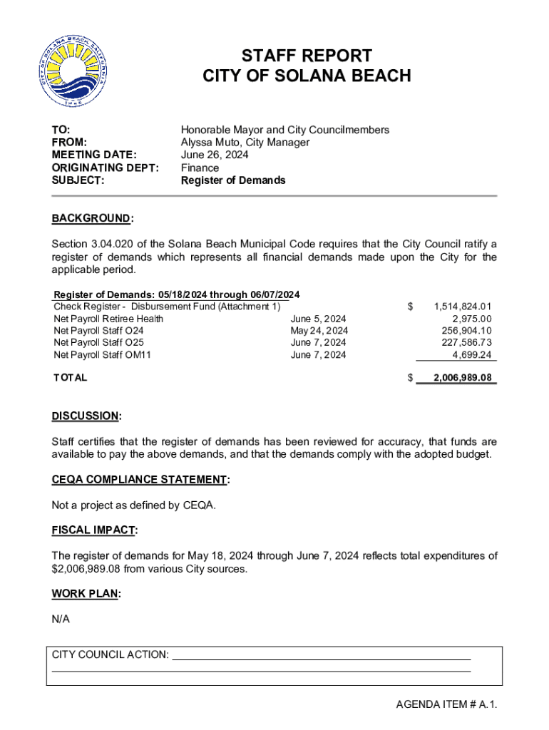 Fillable Online Solana Beach names Alyssa Muto new city manager Fax ...