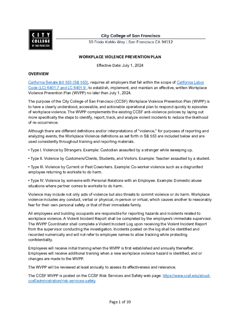 Fillable Online What Is SB 553: What Employers Need to Know and How ...