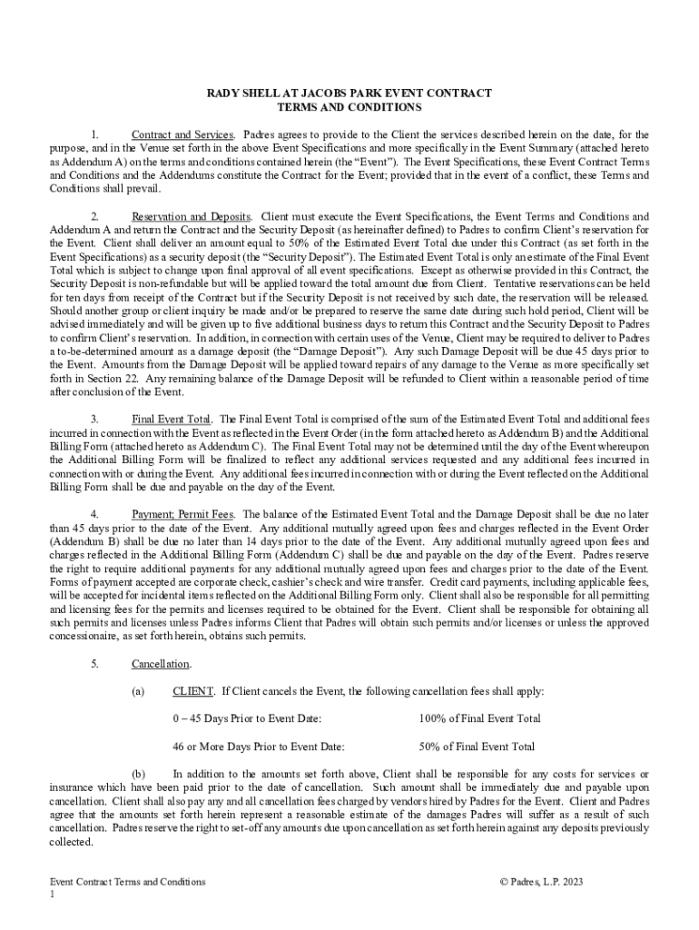 Fillable Online EVENT SPACE CONCESSION AGREEMENT Fax Email Print ...