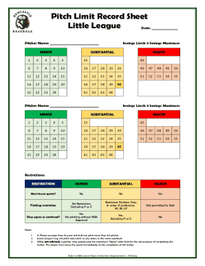 Fillable Online Little League Pitching Rules and Pitch Counts Fax Email ...