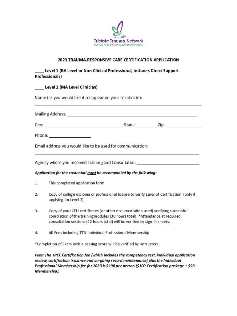 Fillable Online Certified Clinical Trauma Professional Level 1: Attachment- ... Fax Email Print ...