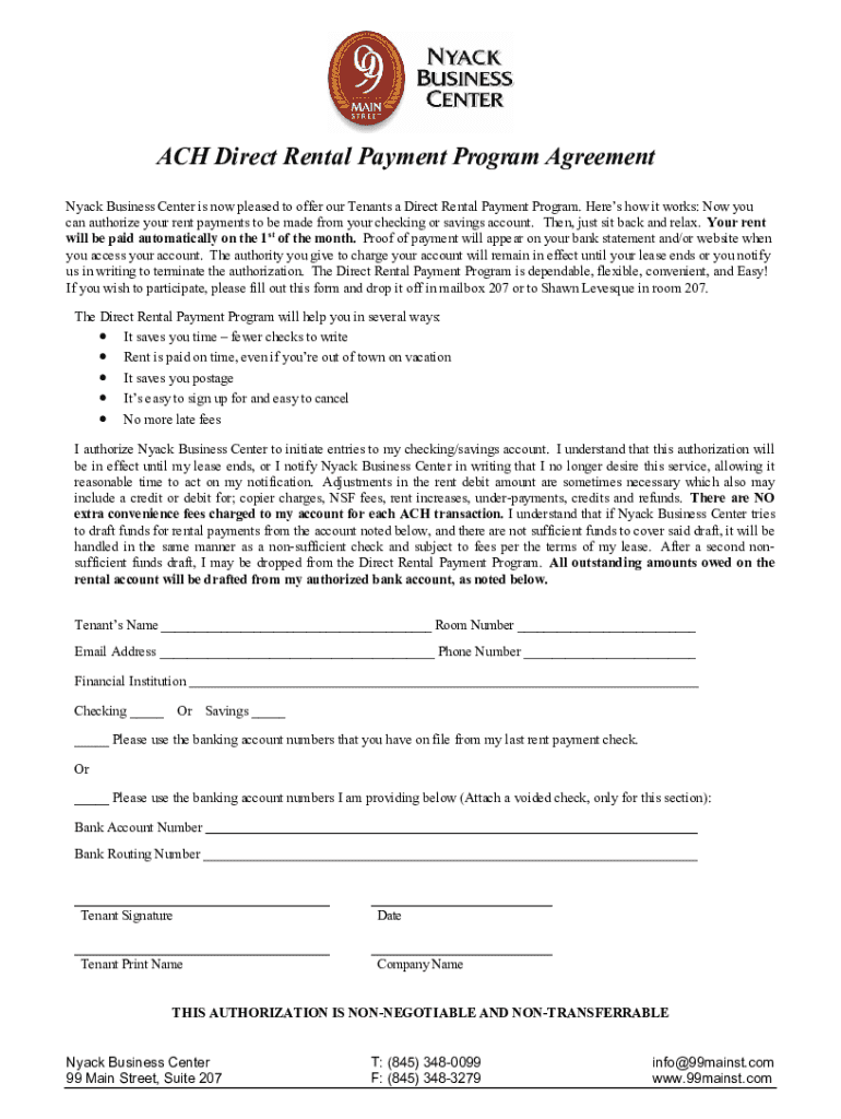 Fillable Online How to set up ACH payments for rent? Fax Email Print ...