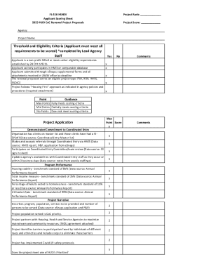 Fillable Online Project Application Threshold and Eligibility Criteria ...