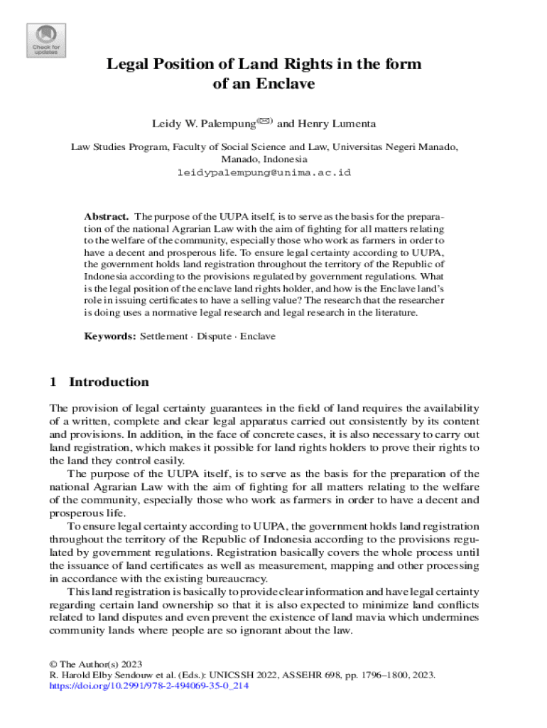 Fillable Online Legal Position of Land Rights in the form of an Enclave ...