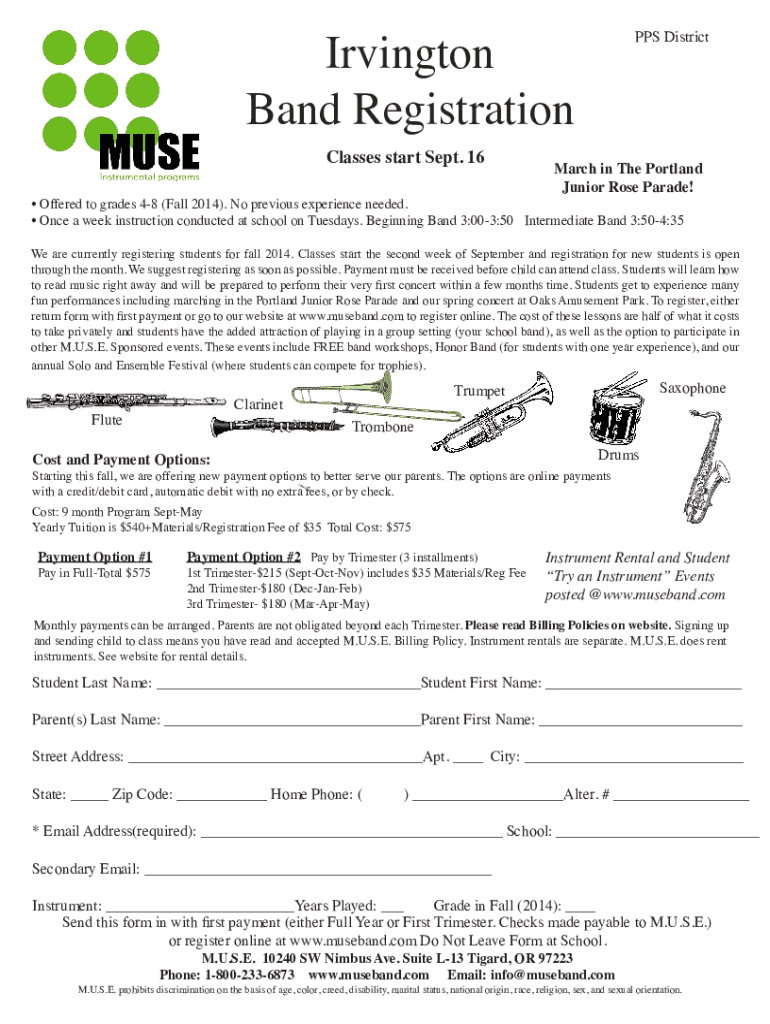 Fillable Online 2024 Junior Parade Marching Band Application Form Fax ...