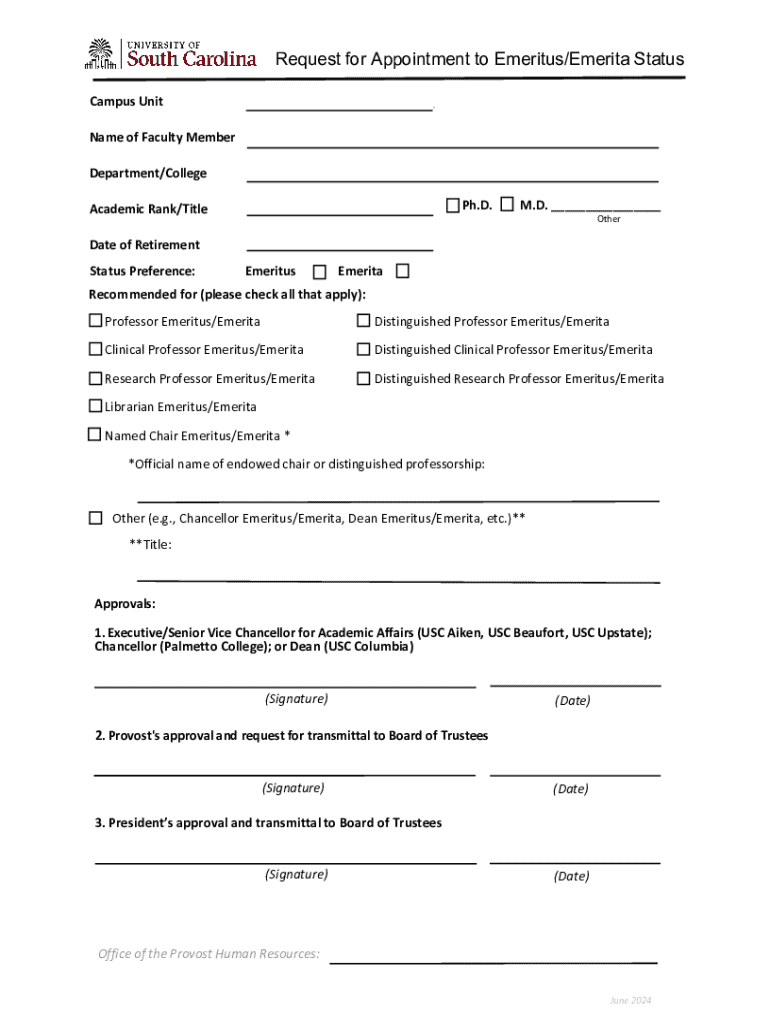 Fillable Online emeritusstatusform2021v6. Emeritus Status Form Fax ...
