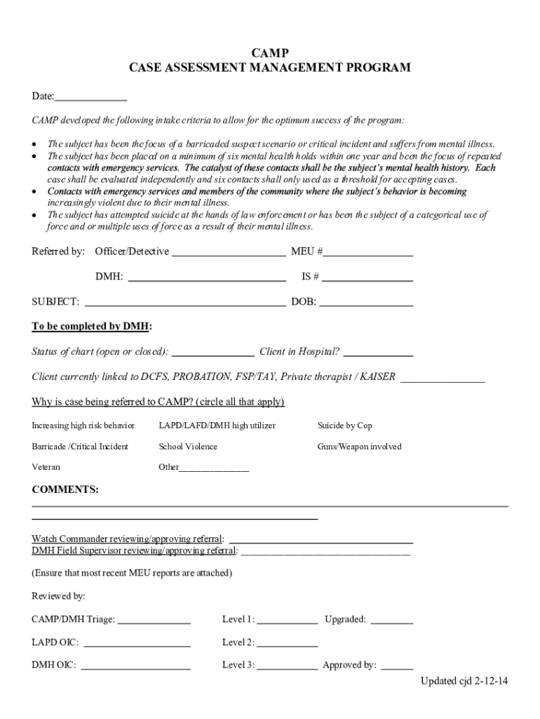 Fillable Online Los Angeles Police Department - Mental Evaluation Unit Fax Email Print - pdfFiller