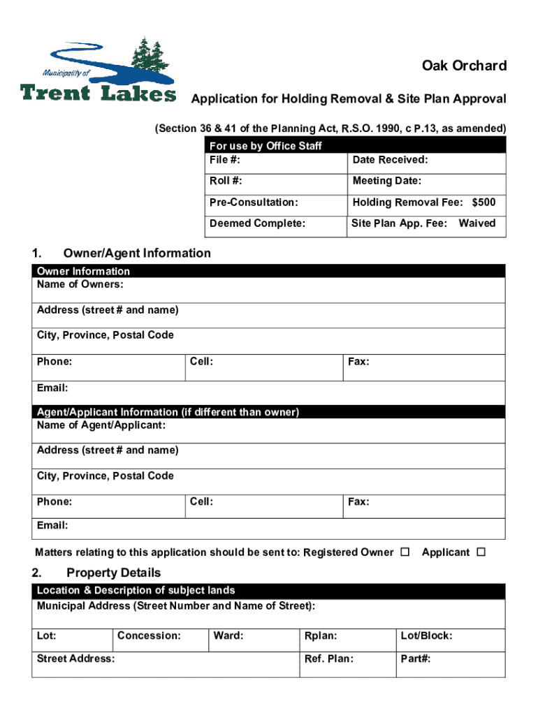 Fillable Online Site Plan Control Application Form - Peterborough Fax Email Print - pdfFiller