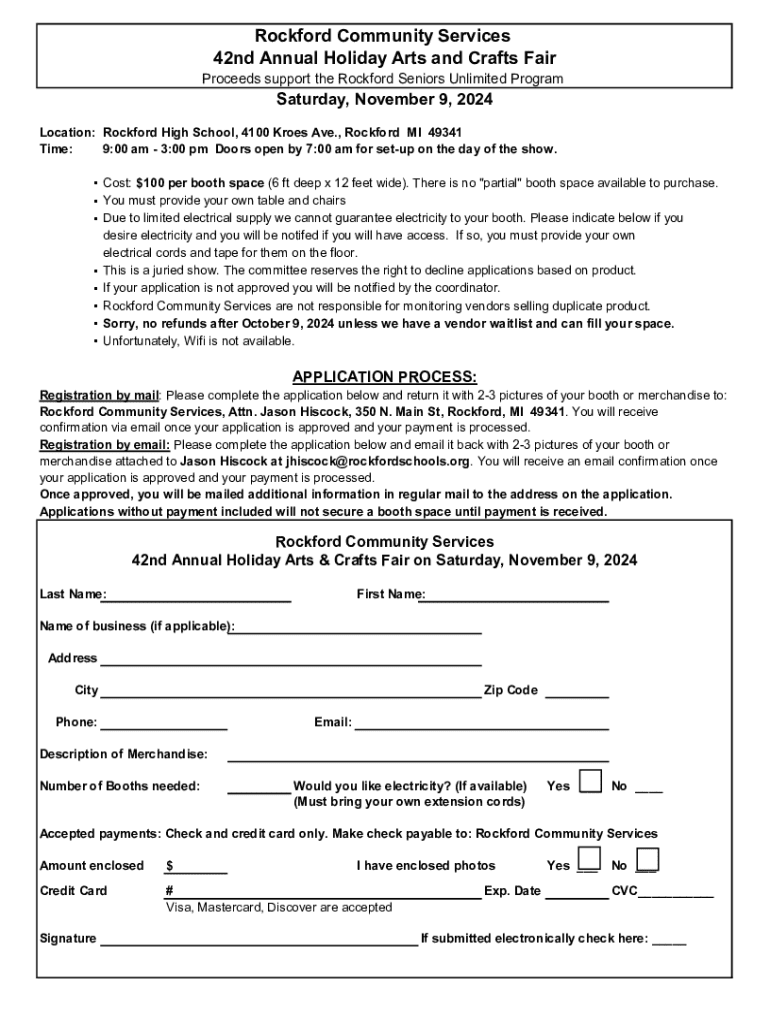Fillable Online Rockford Community Services 42nd Annual Holiday Arts ... Fax Email Print - pdfFiller